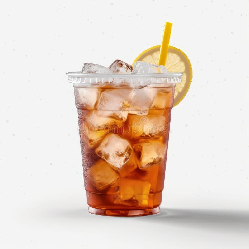 Realistic Iced Tea Cup Mockup Render on White Background Stock ...