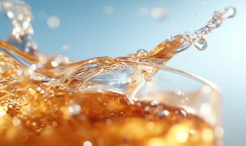 Iced Tea Splash in Glass, Close-up Stock Illustration - Illustration of ...