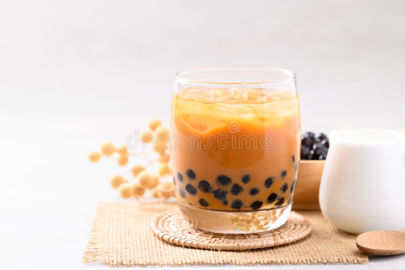 Iced Thai Milk Tea in Glass, Milk Ice Tea, Cheddar is a Traditional ...