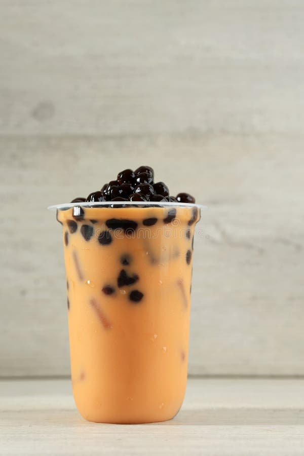 Iced Thai Tea Bubble stock image. Image of milk, straw - 306744927