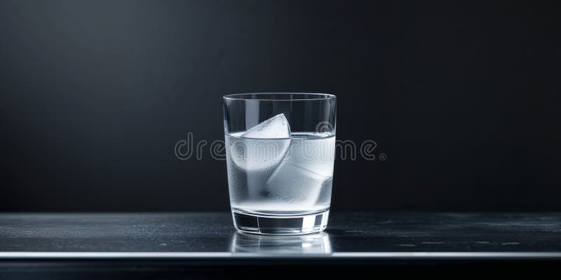 Iced Water Glass on Bar Counter in Dark Background. Stock Photo - Image ...