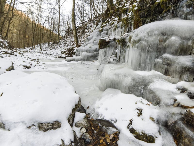 Iced waterfall stock image. Image of albese, snow, wintertime - 85108611