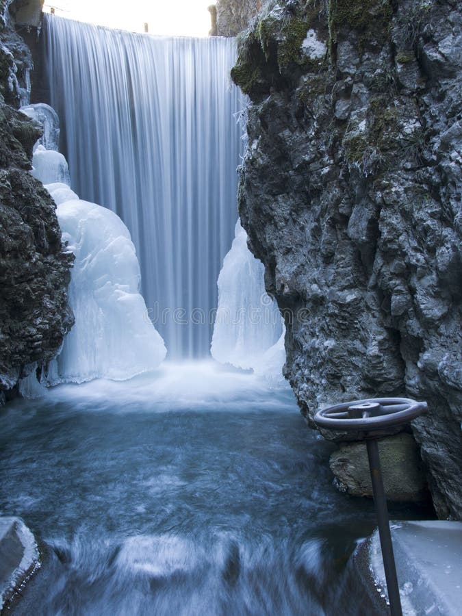 Iced waterfall with valve stock image. Image of waterfall - 23079381