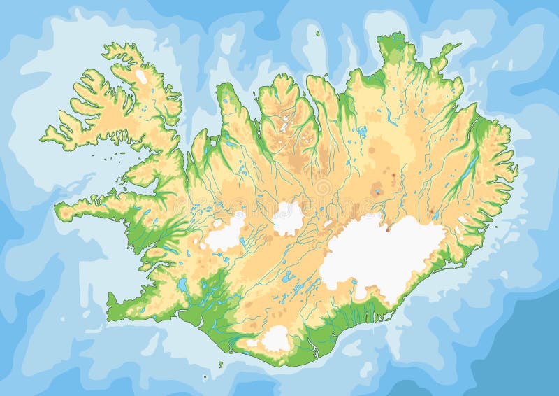 Detailed Iceland Physical Map. Stock Vector - Illustration of nordic ...