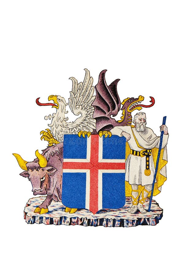 Iceland Coat of Arms Isolated on White Stock Photo - Illustration of ...
