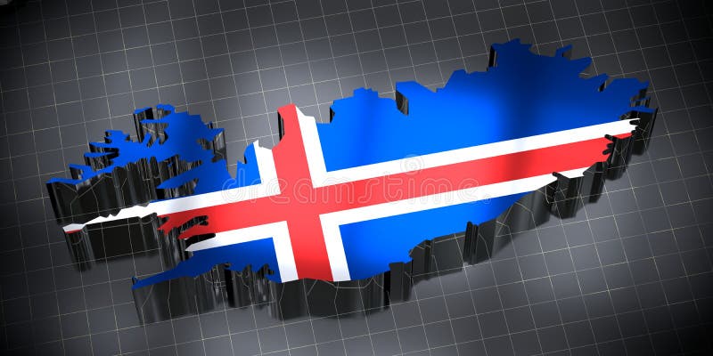 Iceland - Country Borders and Flag Stock Illustration - Illustration of ...