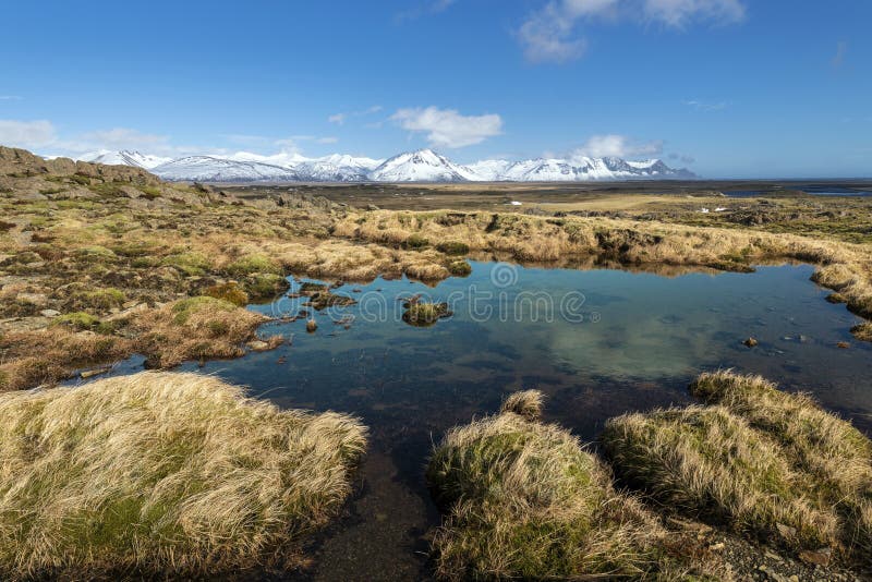 Iceland Countryside Landscape Stock Image - Image of cloudy, brook ...