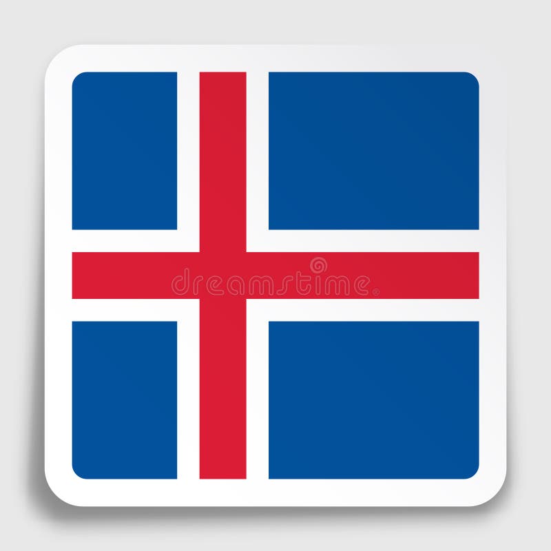 Iceland Flag Icon on Paper Square Sticker with Shadow. Button for ...
