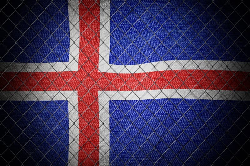 Iceland Flag and Wire Mesh Fence Stock Illustration - Illustration of ...