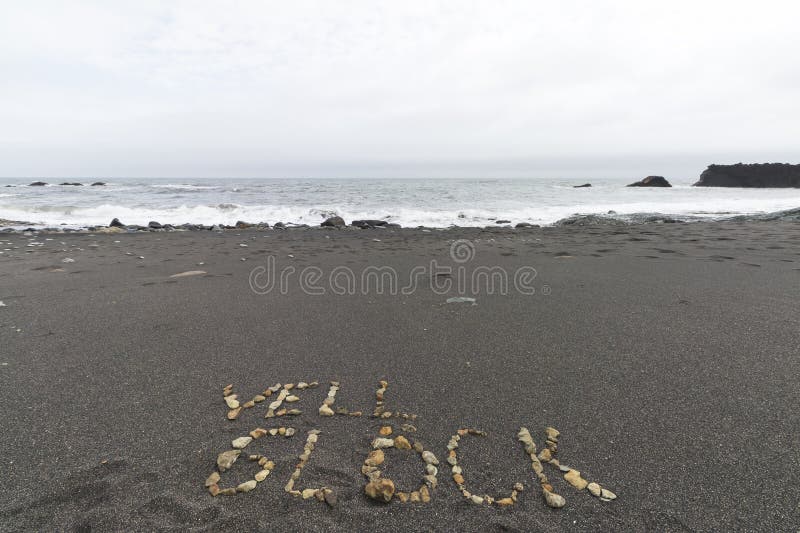 Iceland - Good Luck Written in Sand on the Ground Stock Photo - Image ...