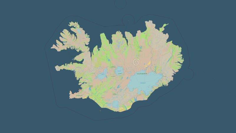 Iceland Highlighted. Topo Standard Stock Illustration - Illustration of ...