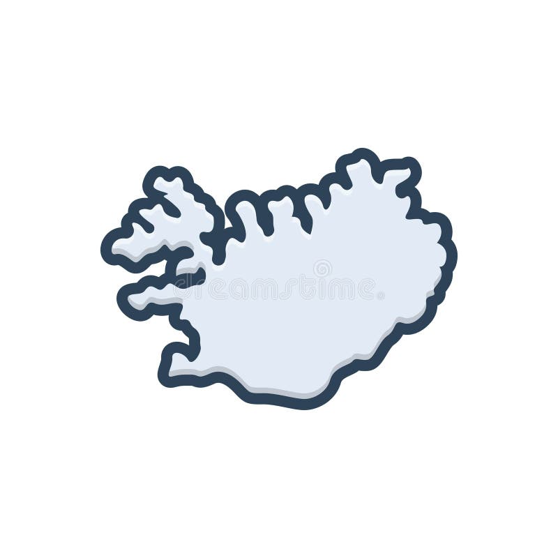 Color Illustration Icon for Iceland, Map and Region Stock Illustration ...