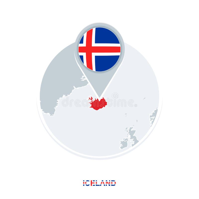Iceland Map and Flag, Vector Map Icon with Highlighted Iceland Stock ...