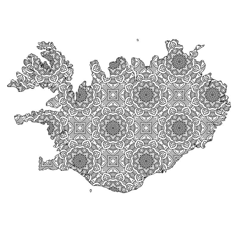 Iceland Map with Mandala Design Stock Vector - Illustration of border ...