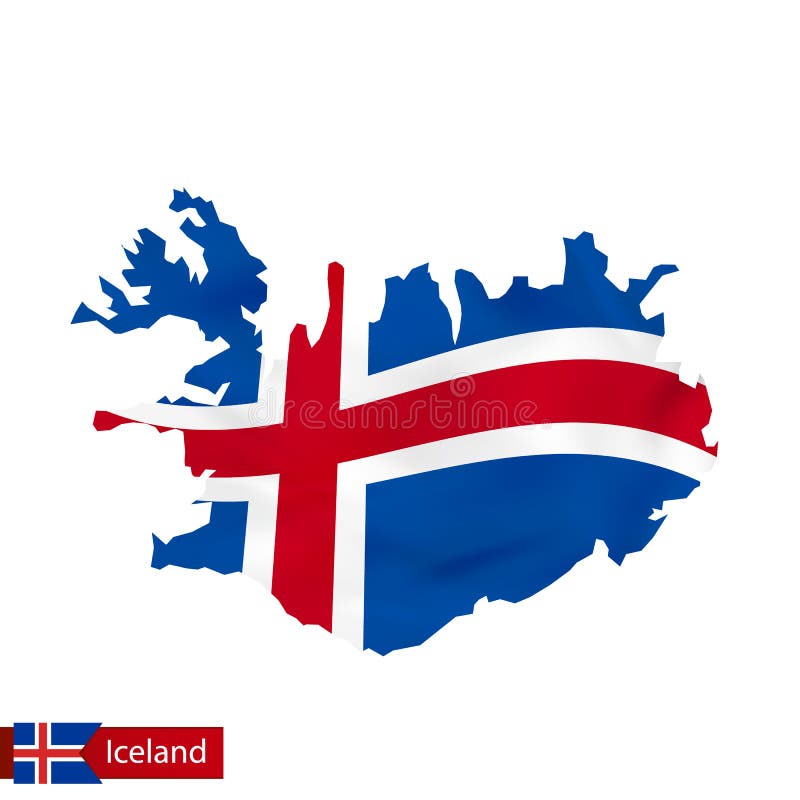 Iceland Map with Waving Flag of Iceland. Stock Vector - Illustration of ...
