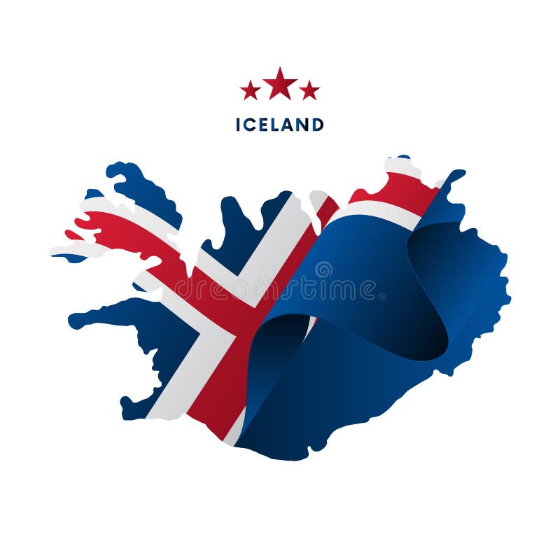 Iceland Map with Waving Flag. Vector Illustration. Stock Vector ...