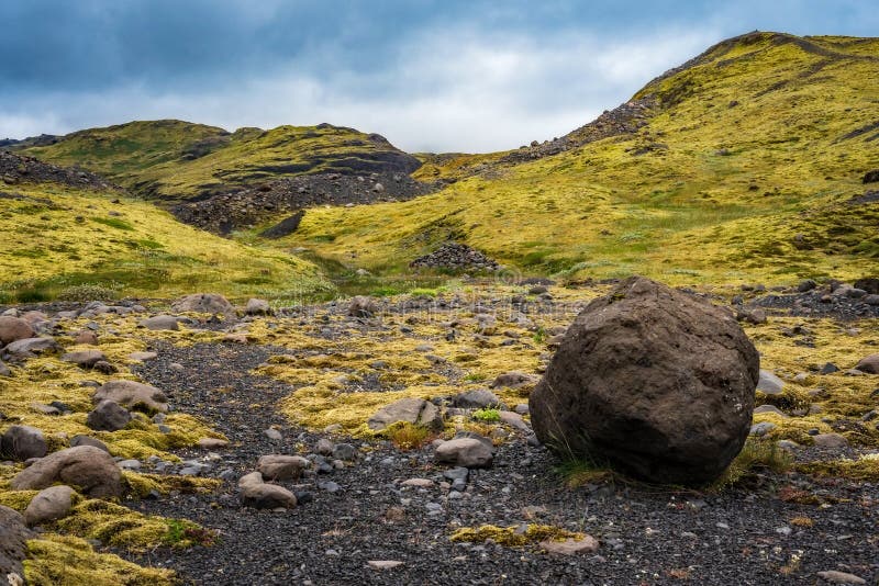 Iceland - Moss Covered Cliffs on Path To Glacier Stock Photo - Image of ...