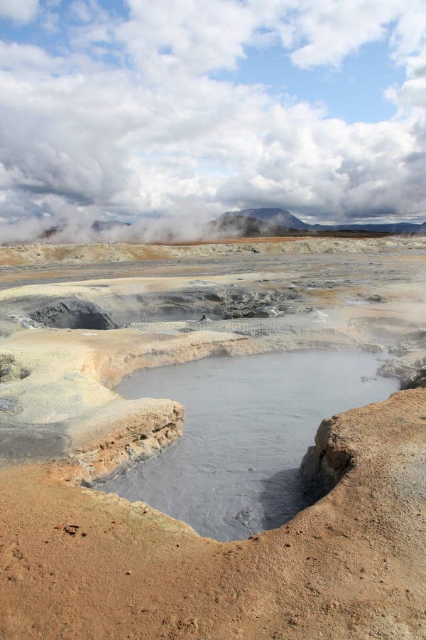 Iceland, Namafjall Hverir - Pools with Dirt in a Steam Valley Stock ...
