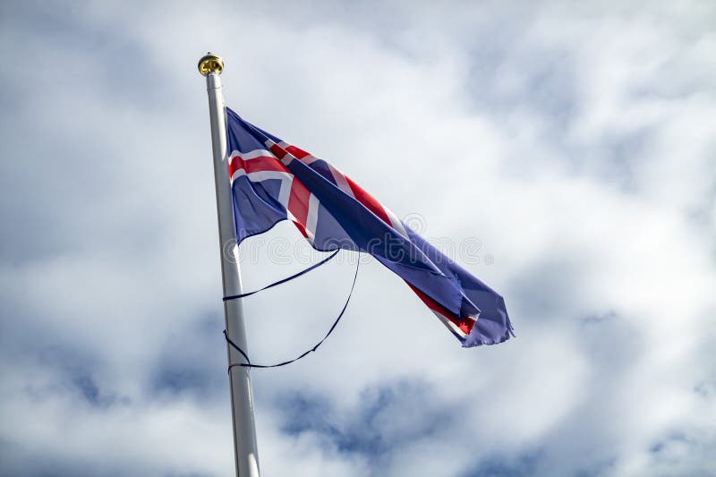 Iceland National Flag Waving in the Wind Stock Image - Image of banner ...