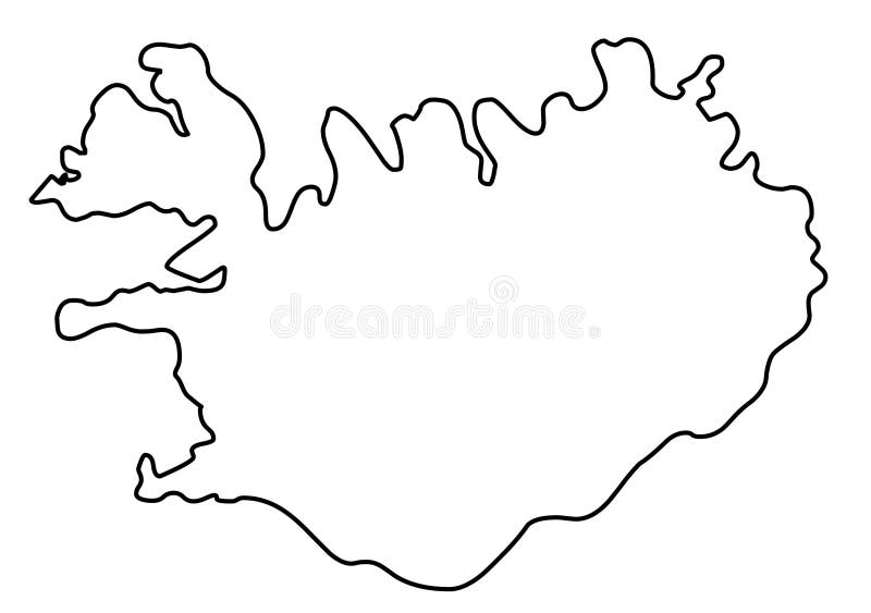 Iceland Outline Map Vector Illustration Stock Vector - Illustration of ...
