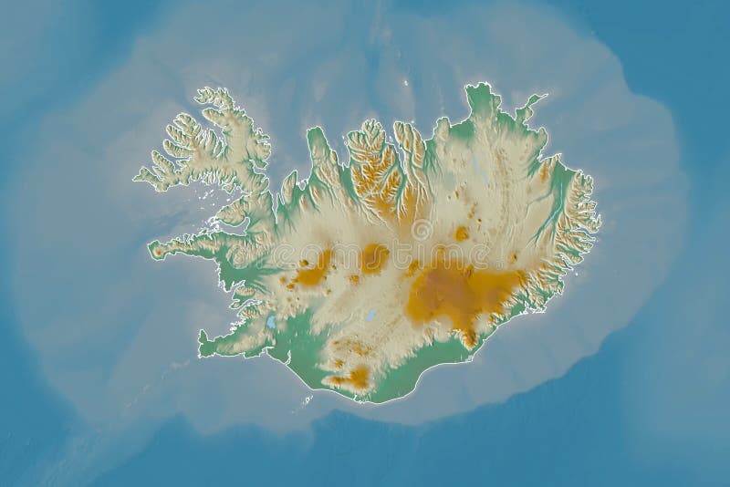 Iceland outlined. Relief stock illustration. Illustration of country ...
