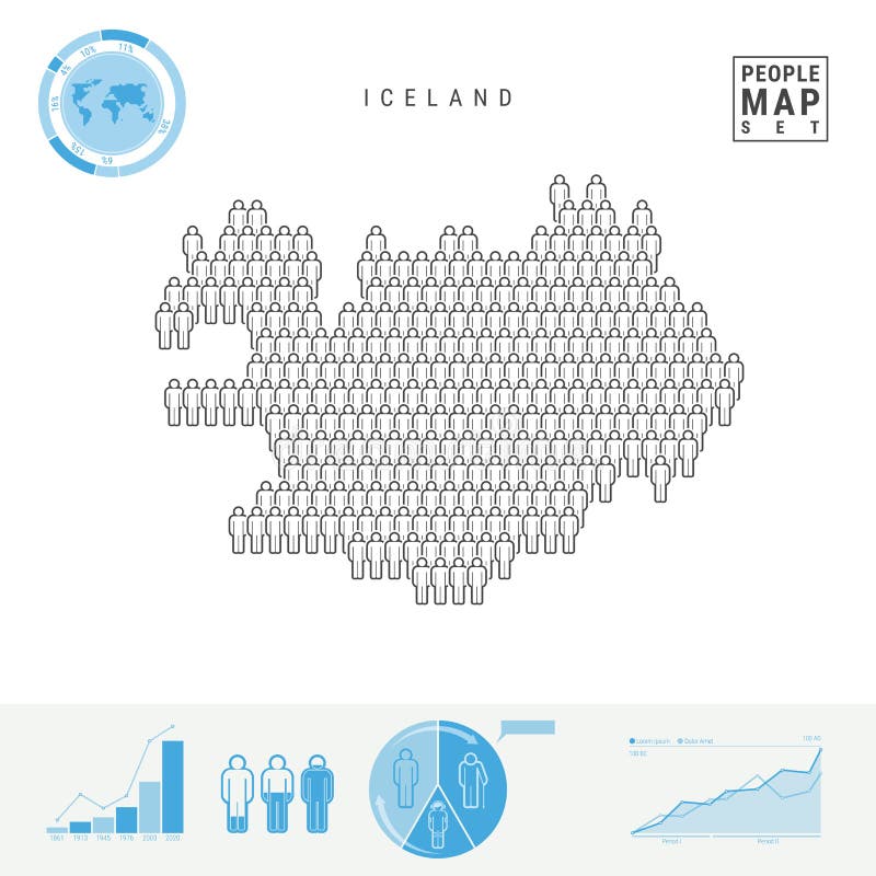 Iceland People Icon Map. Stylized Vector Silhouette of Iceland ...