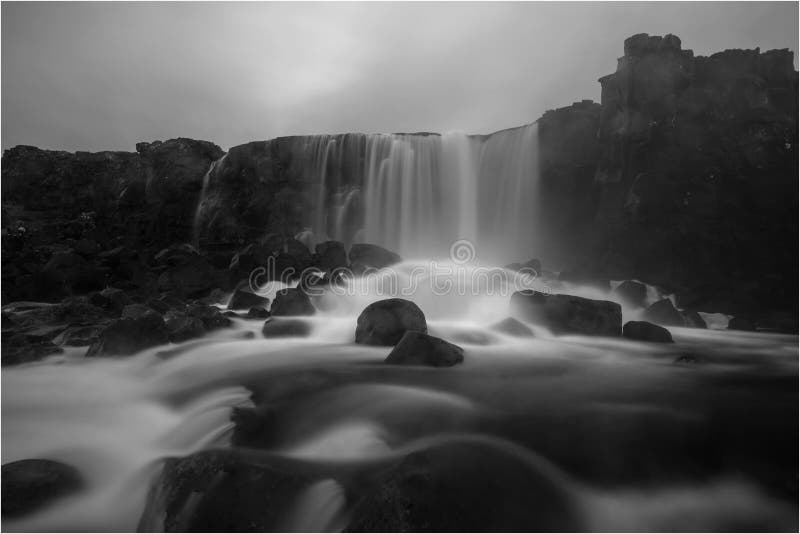 Iceland Pingvellir Waterfall Stock Image - Image of effects, waterfall ...