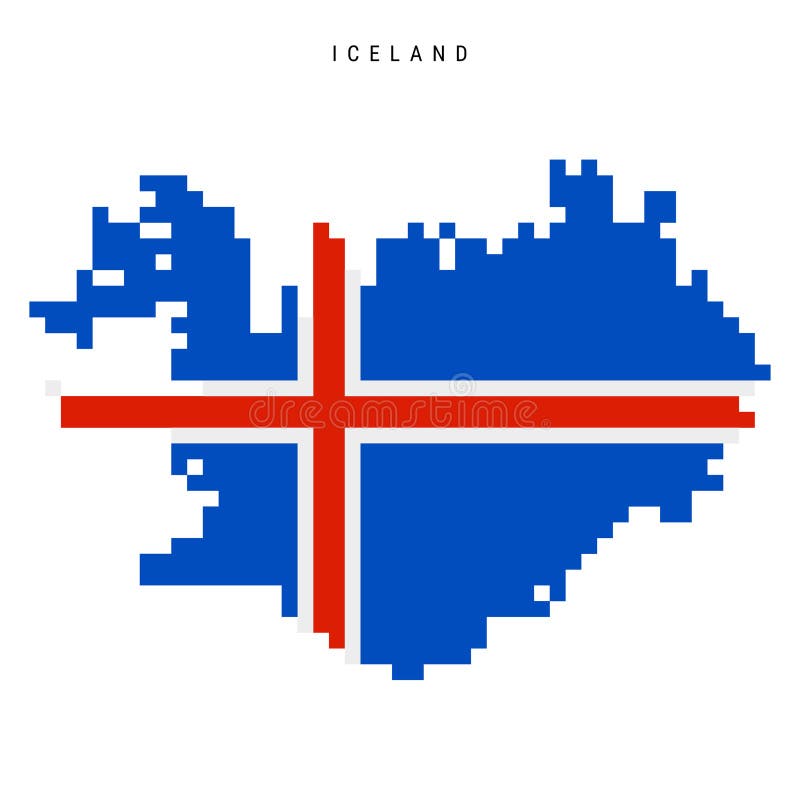 Iceland Pixel Flag Map Icon. Flat Vector Illustration Isolated on White ...