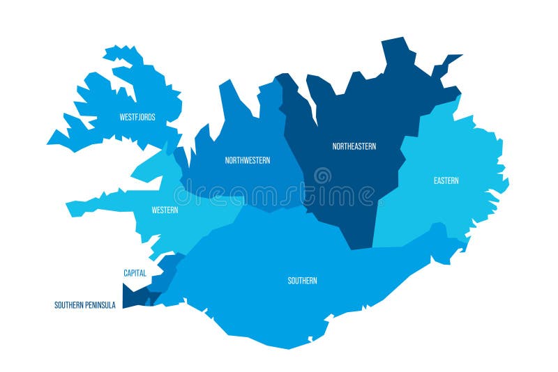 Iceland Political Map of Administrative Divisions Stock Vector ...