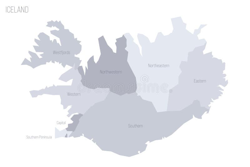 Iceland Political Map of Administrative Divisions Stock Vector ...
