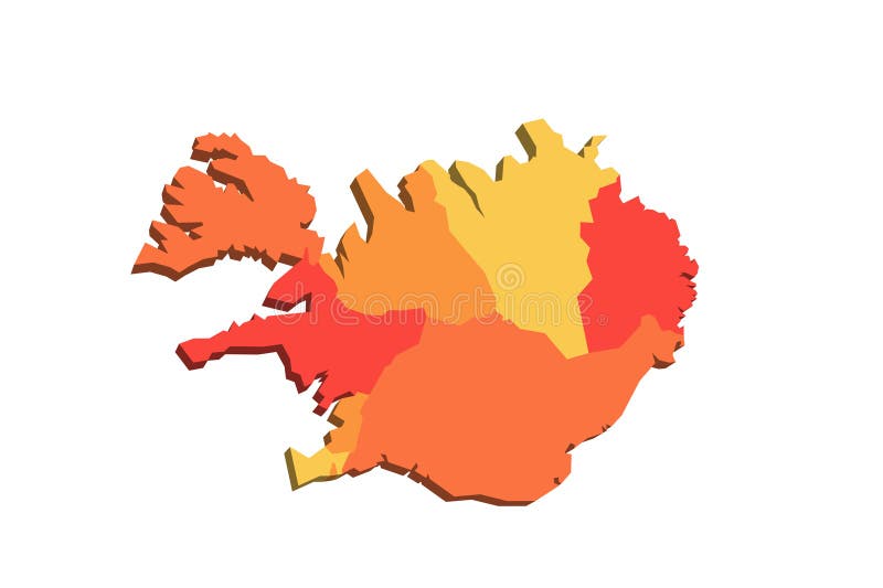 Iceland Political Map of Administrative Divisions Stock Illustration ...
