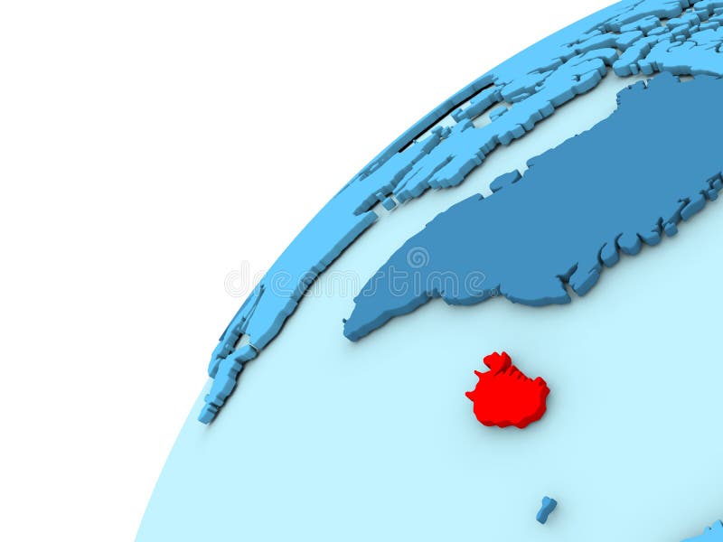 Iceland in Red on Blue Globe Stock Illustration - Illustration of ...