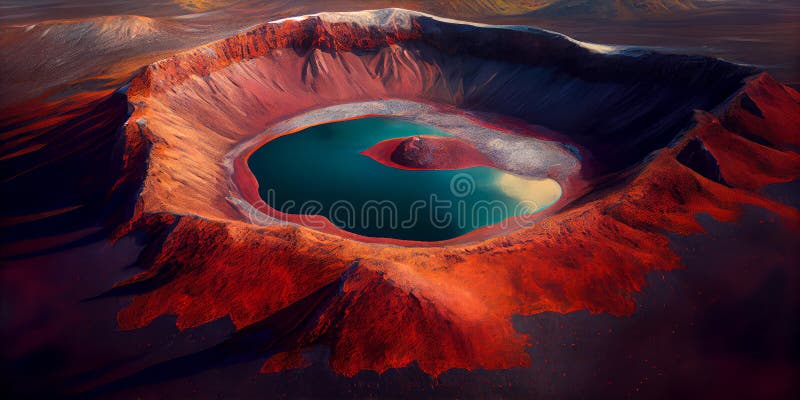 Iceland Red Crater of Seydi Scholar Volcano Stock Illustration ...