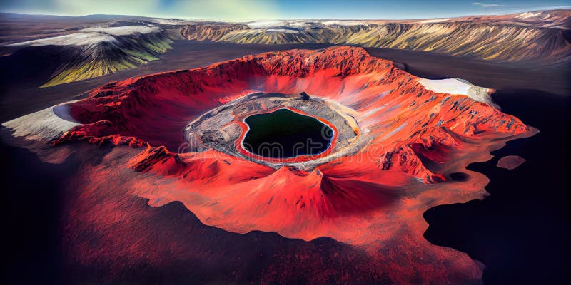 Iceland Red Crater of Seydi Scholar Volcano Stock Illustration ...