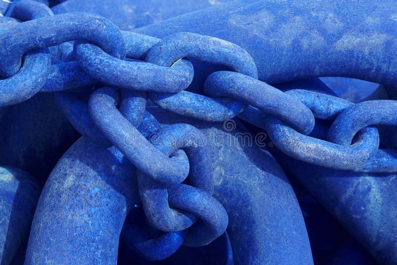Iceland. Rusted Metallic Chain in Blue Tone Close Up. Stock Image ...