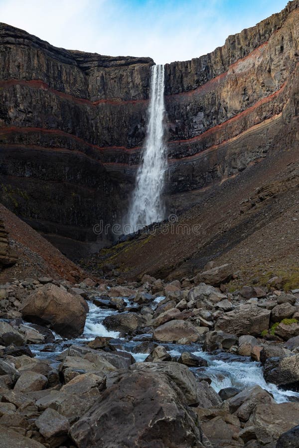 Iceland`s Hengifoss Waterfall Stock Photo - Image of geology, nature ...