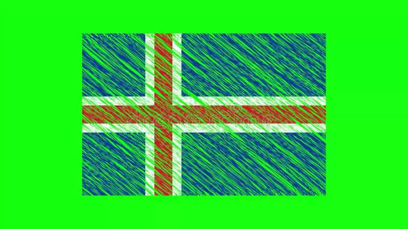 Iceland Scribble Animation on Green Screen Background. Looping Seamless ...