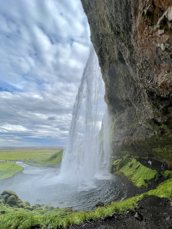 Cascade of Water from Beautiful Famous Seljalandsfoss Waterfall in ...