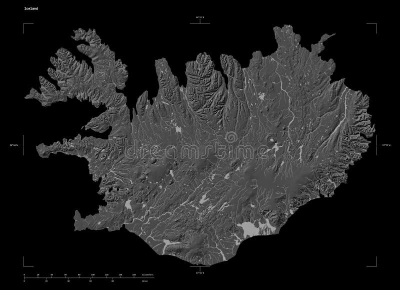Iceland Shape on Black. Bilevel Stock Illustration - Illustration of ...