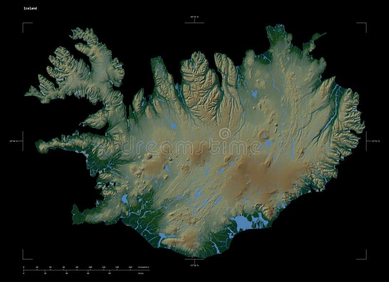 Iceland Shape on Black. Physical Stock Illustration - Illustration of ...