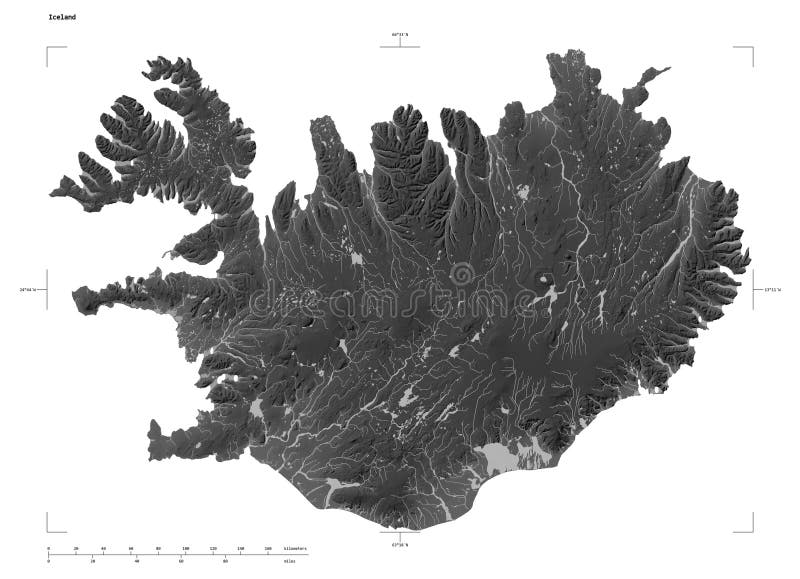 Iceland Shape on White. Grayscale Stock Illustration - Illustration of ...