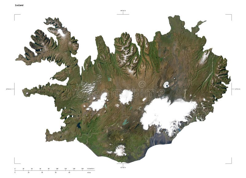Iceland Shape on White. Low-res Satellite Stock Illustration ...