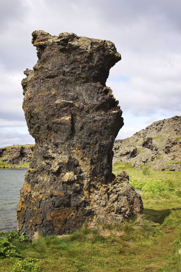 Iceland: Single Lava Pillar Stock Photo - Image of summer, lake: 21898492