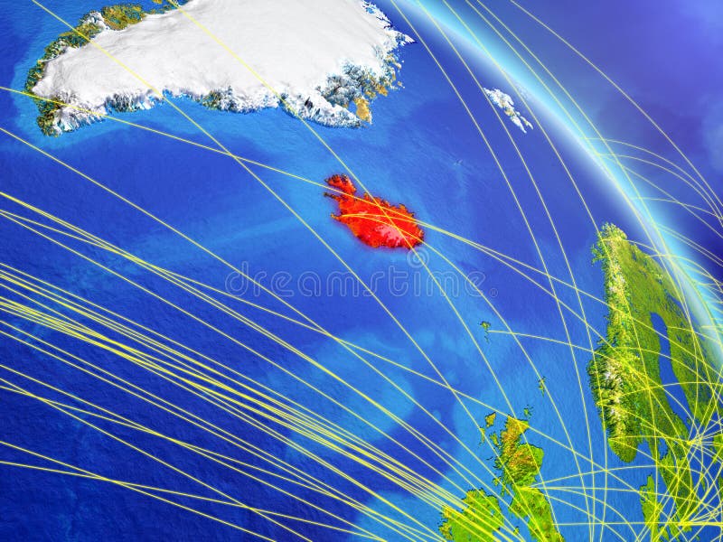 Iceland from Space with Network Stock Illustration - Illustration of ...