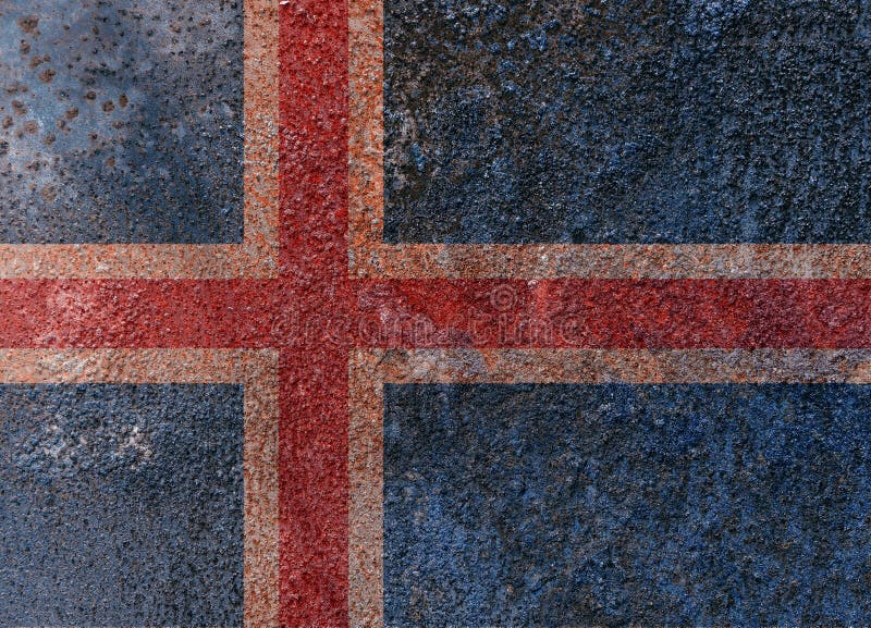 Iceland State Flag. Dirty Iceland Flag on Metal Surface Stock Photo ...