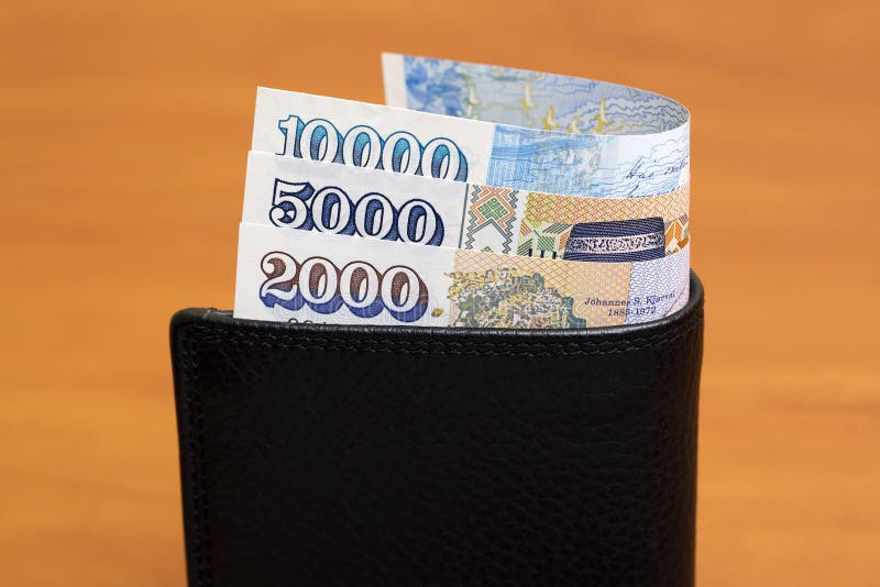 Icelandic Crown in the Black Wallet Stock Photo - Image of financial ...