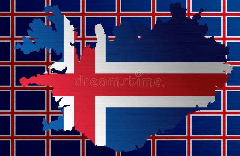 Icelandic Flag with a Contour of Border Stock Illustration ...