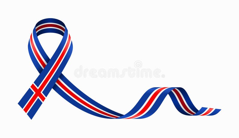 Icelandic Flag Stripe Ribbon Wavy Background Layout. Vector ...
