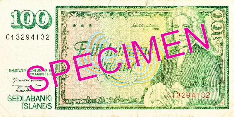 100 Icelandic Krona Note Obverse Stock Photo - Image of investment ...