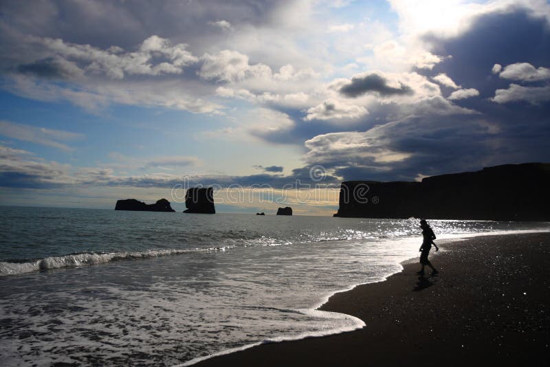 Icelandic Volcanic Black Beach Stock Image - Image of island, northern ...